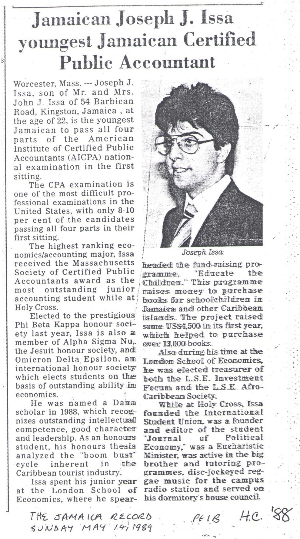 Joseph J. Issa youngest Jamaican CPA | Joey Issa